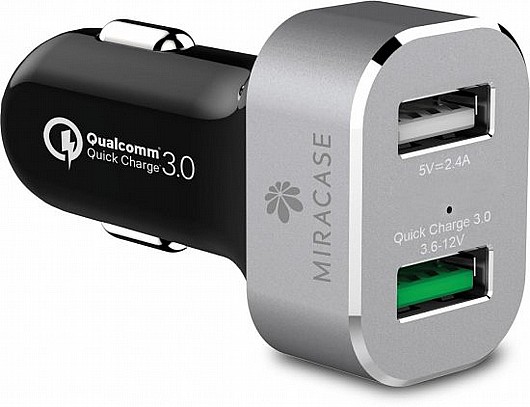 פי.סי סנטר | מטען USB כפול לרכב Miracase 2.4A Qualcomm Quick 3.0 | אביזרים ועזרים | אביזרים ...