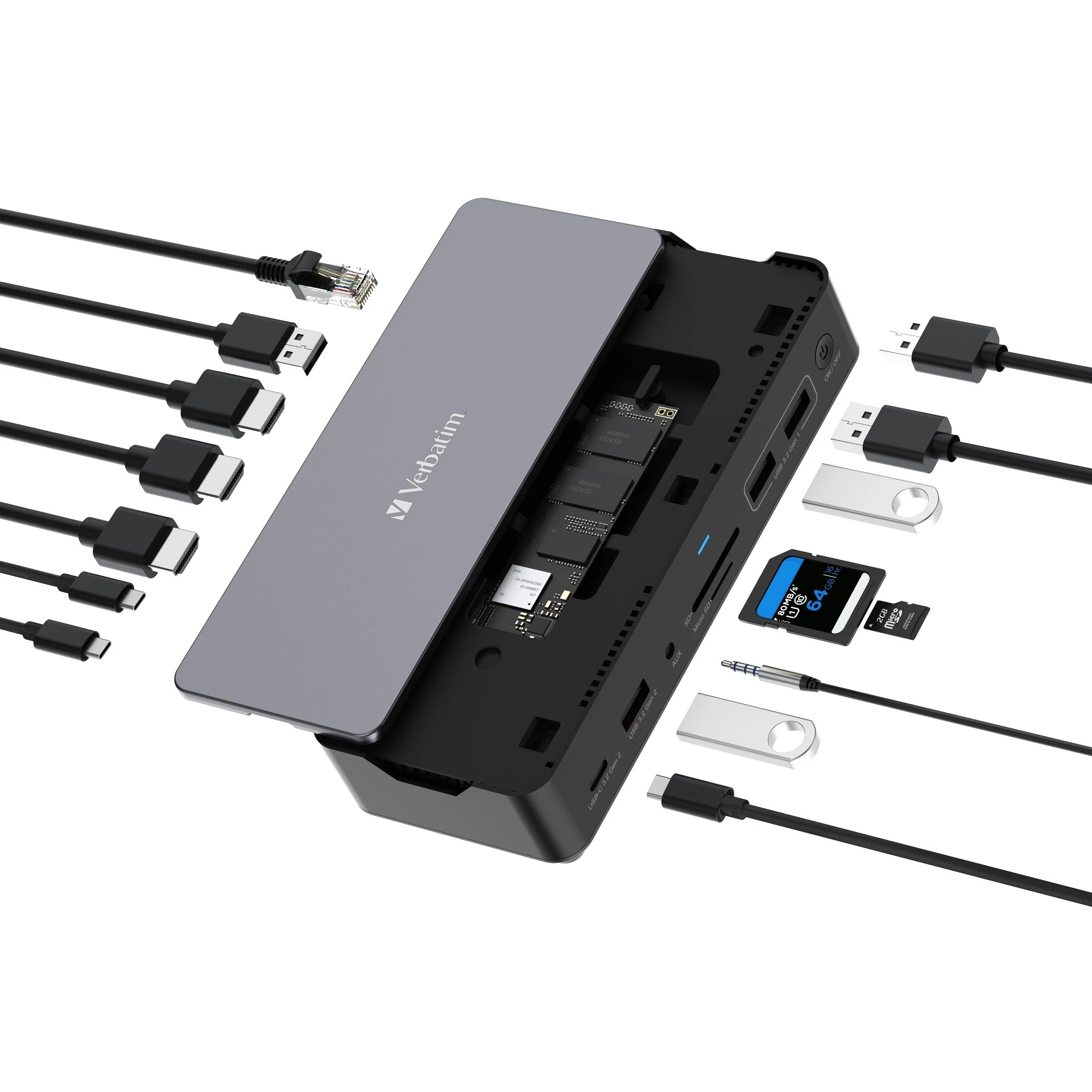פי.סי סנטר | תחנת עגינה Verbatim Pro Docking Station 15 Port with SSD ...